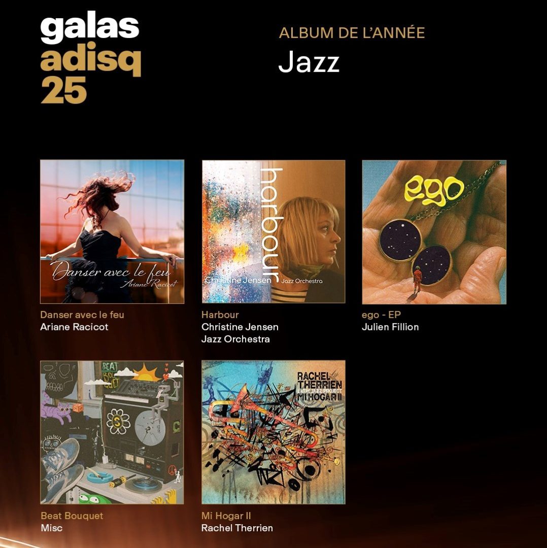 Album jazz de l'année de l'ADISQ - 6 nominations